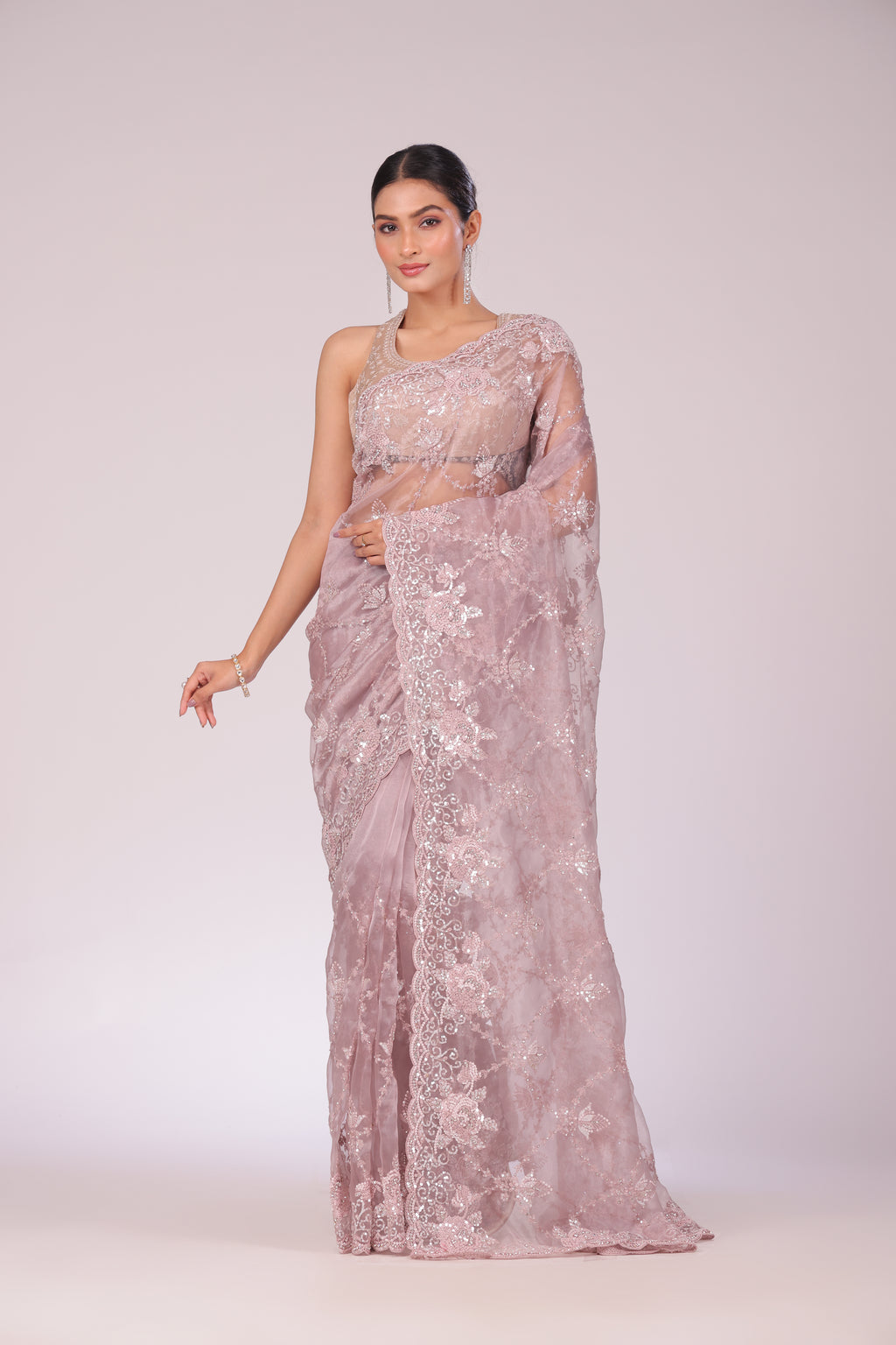 Limited Luxe Shimmer Organza Saree – Milan Design